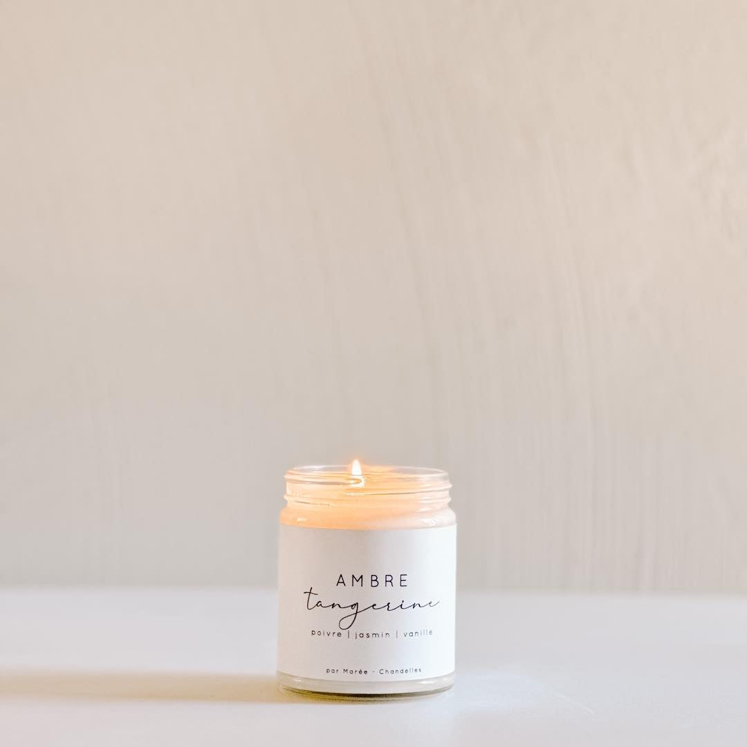 Chandelle de Soya Ambre Tangerine - Bougie Naturelle et Chaleureuse – Douceur Corps & Âme